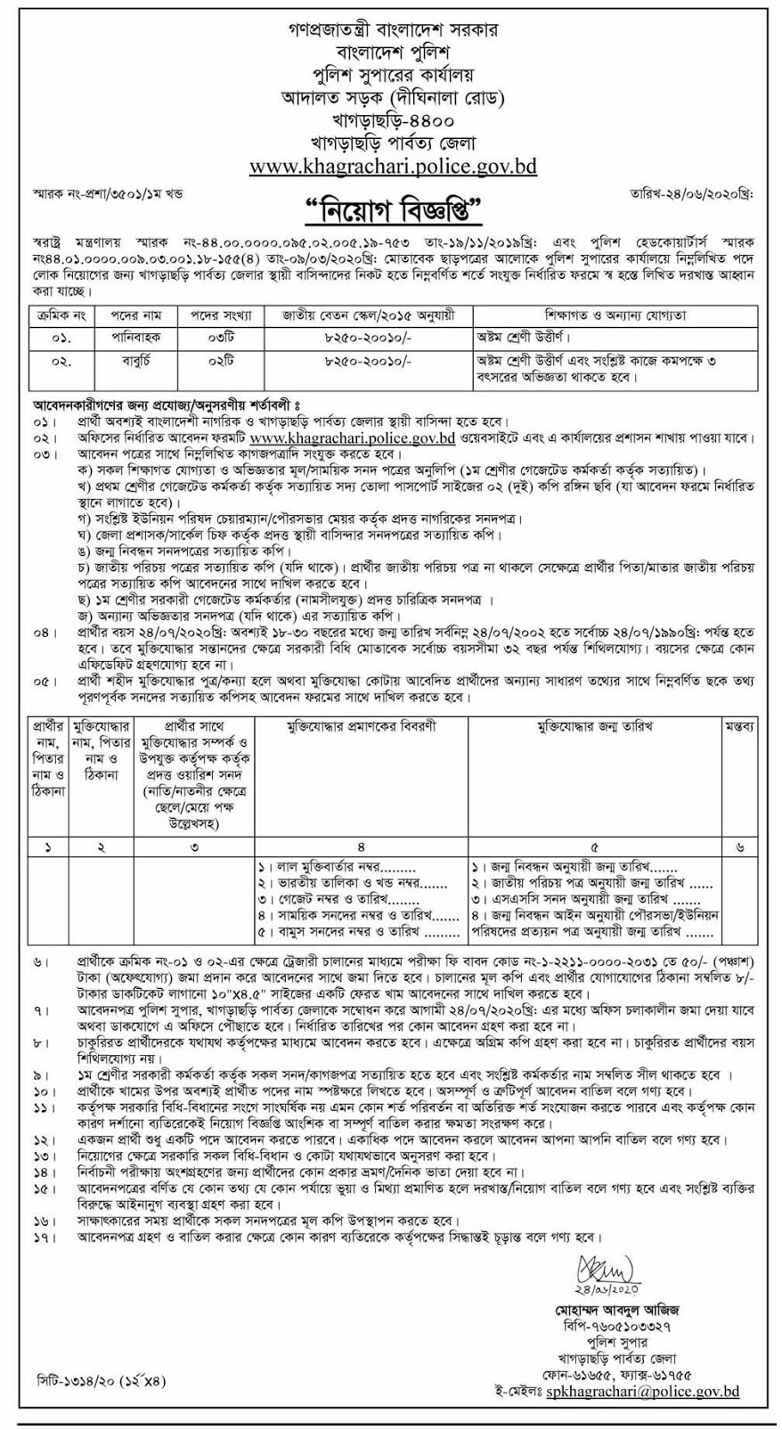 Bangladesh Police Job Circular 2020 ~ I.t. lab Bogura.com